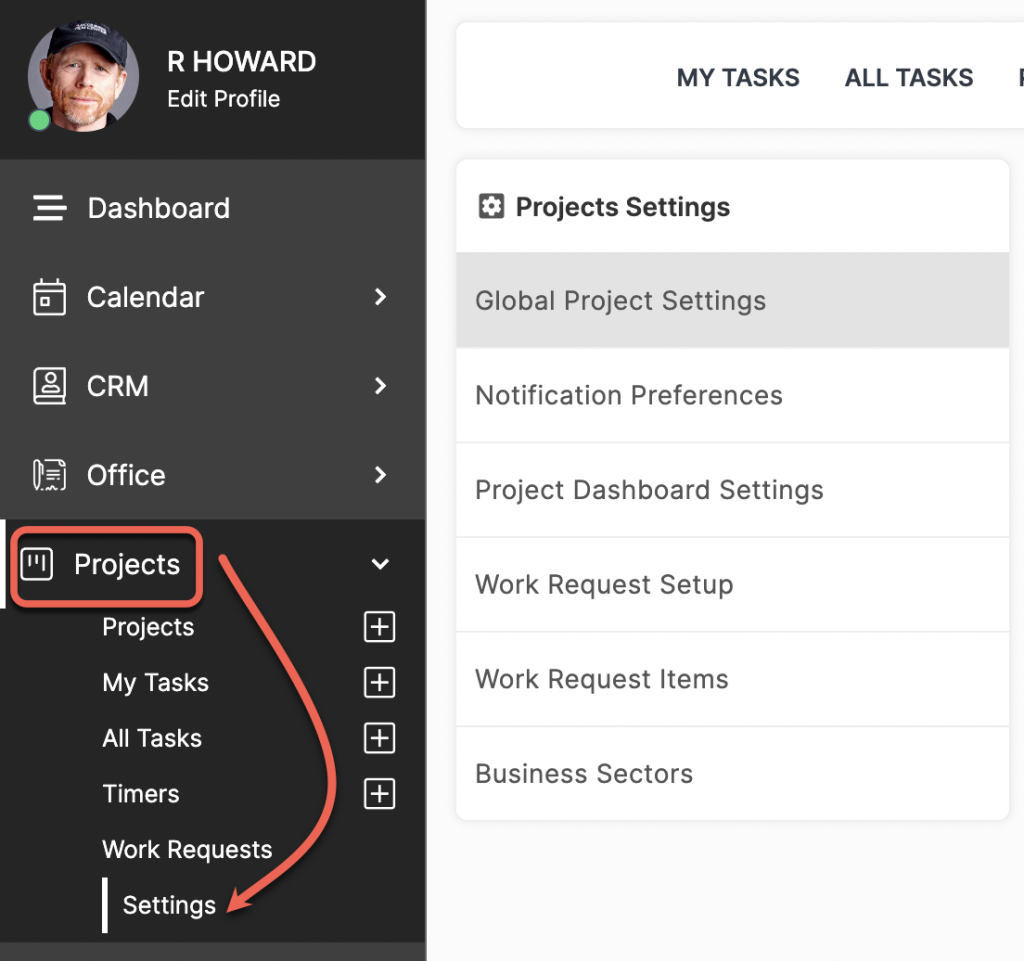 PROJECTS: Project Settings – Help